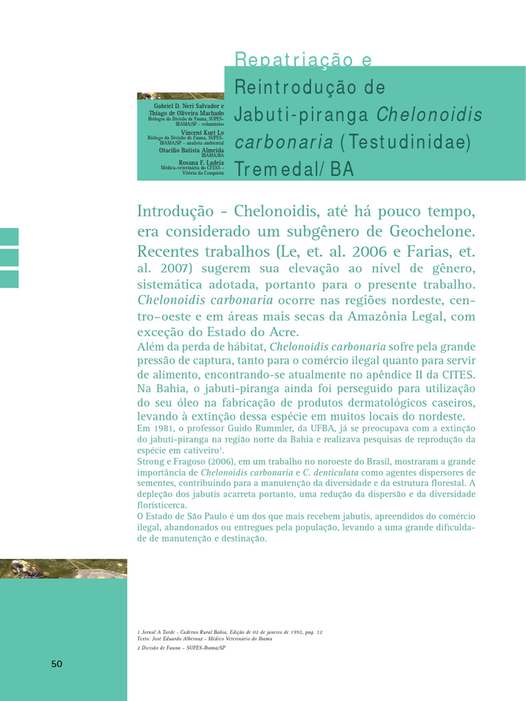 Repatr Reintr Jabuti Temedal 2a Revta Cetas ASM | PDF | Ovo | Cães