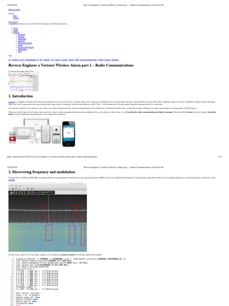 Reverse Engineer A Verisure Wireless Alarm Part1 Radio Communications ...