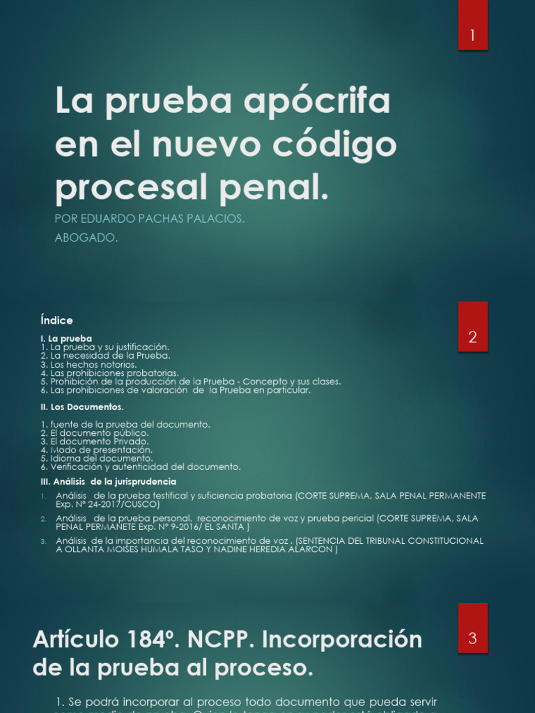 Prueba Apócrifa en El NCPP | PDF | Traducciones | Derecho penal