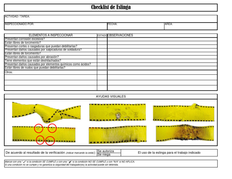 Checklist Eslingas | PDF