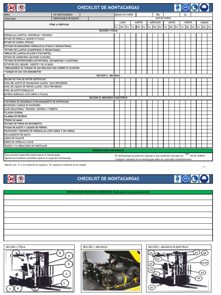 Checklist Montacargas | PDF | Máquina elevadora | Tecnología de vehículos Checklist Montacargas | PDF | Máquina elevadora | Tecnología de vehículos