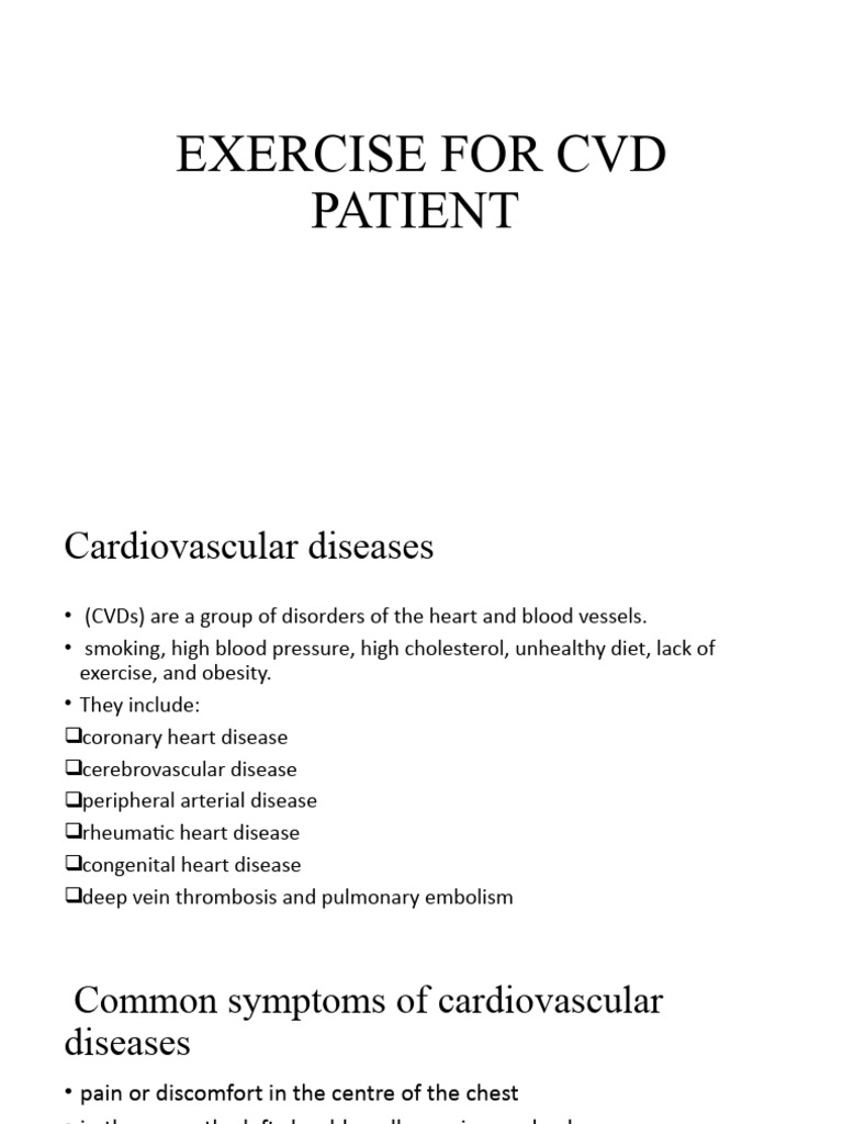 Exercise For CVD Patient | PDF | Coronary Artery Disease ...