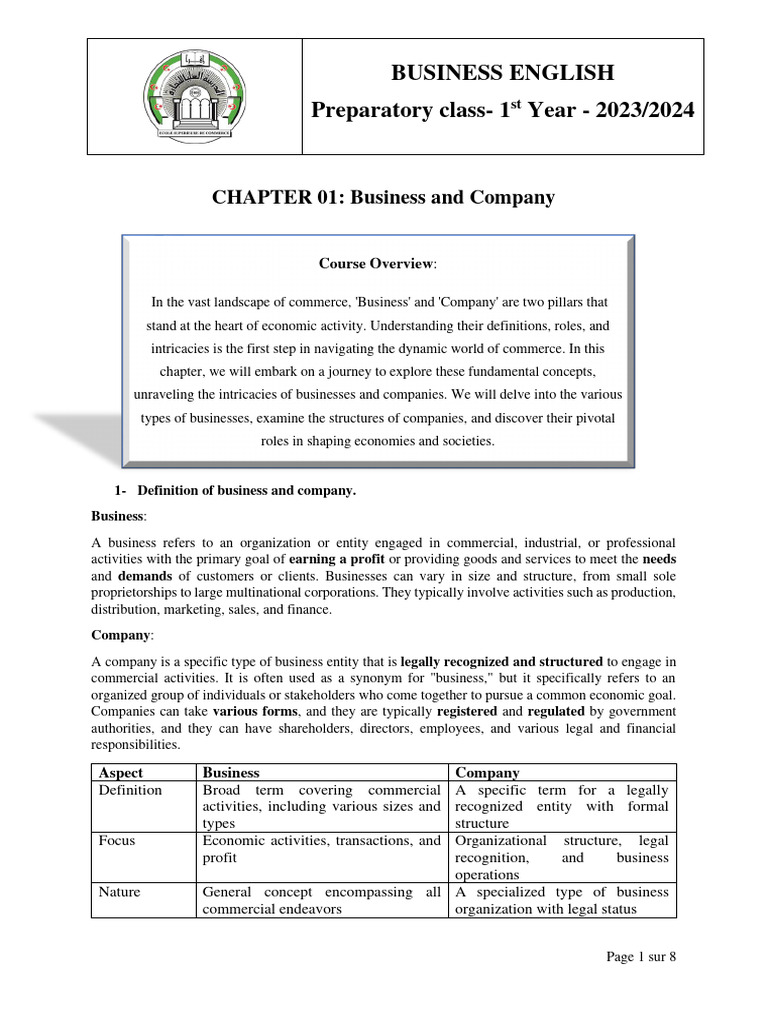 Chapter 1 - Business & Company | PDF | Franchising | Business