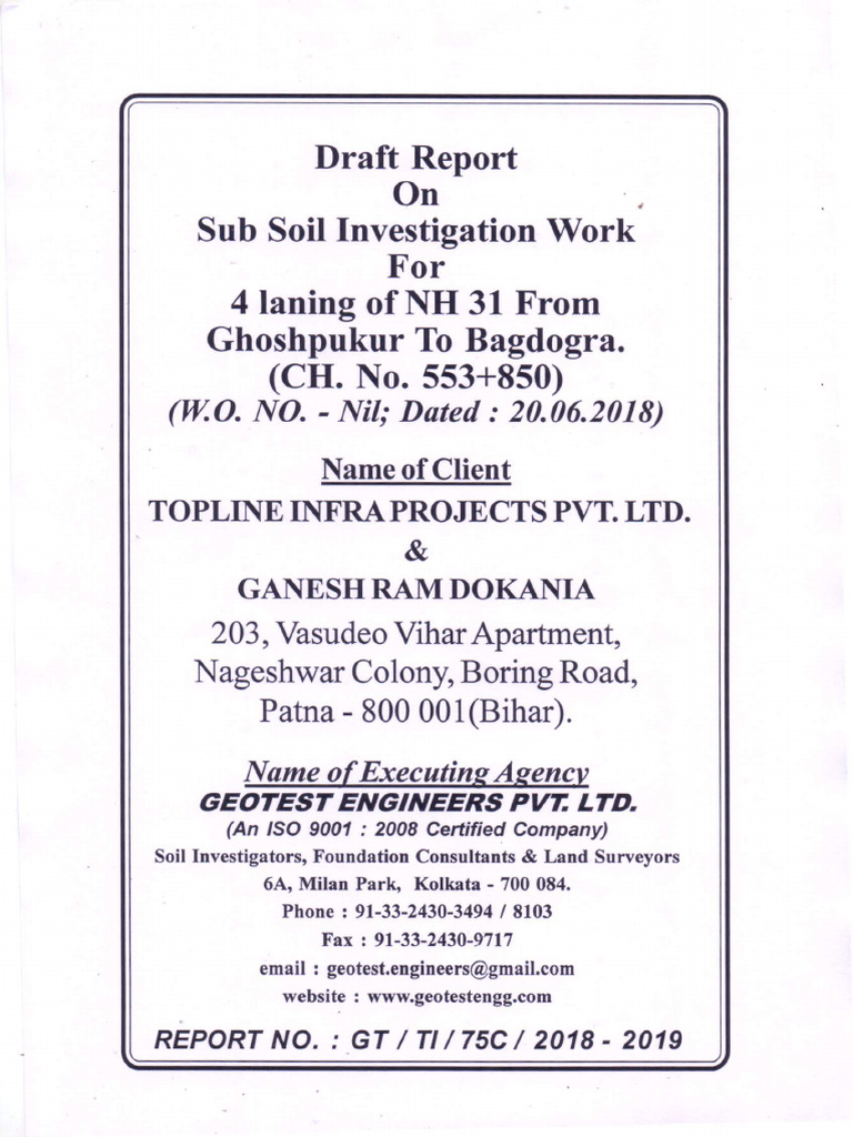 Soil Test Report - Sample Format - 2 | Download Free PDF | Deep ...