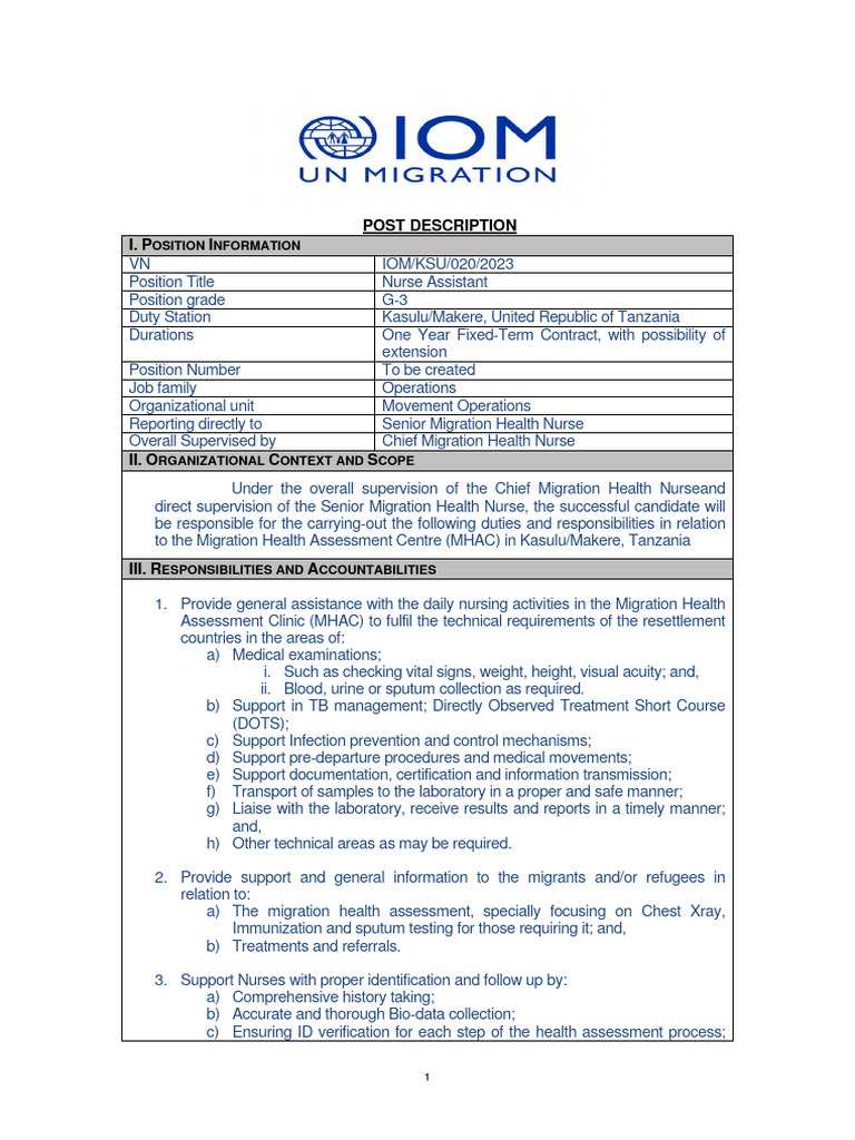 Iom Career New | PDF | Nursing | International Organization For Migration