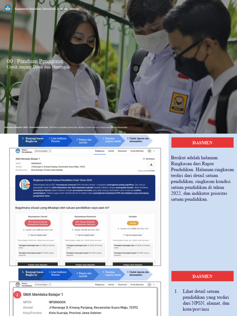Panduan Penggunaan Rapor Pendidikan Dasmen | PDF