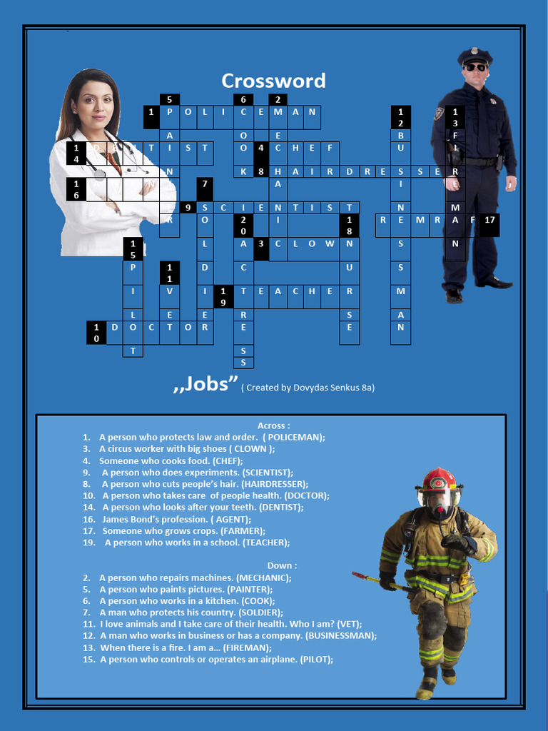 Kids' Job-Themed Crossword | PDF