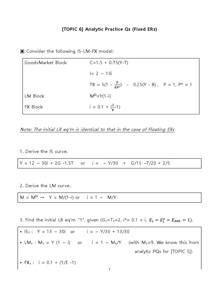 (TOPIC 6) Analytic PQs and ANSs | PDF | Money | International Finance