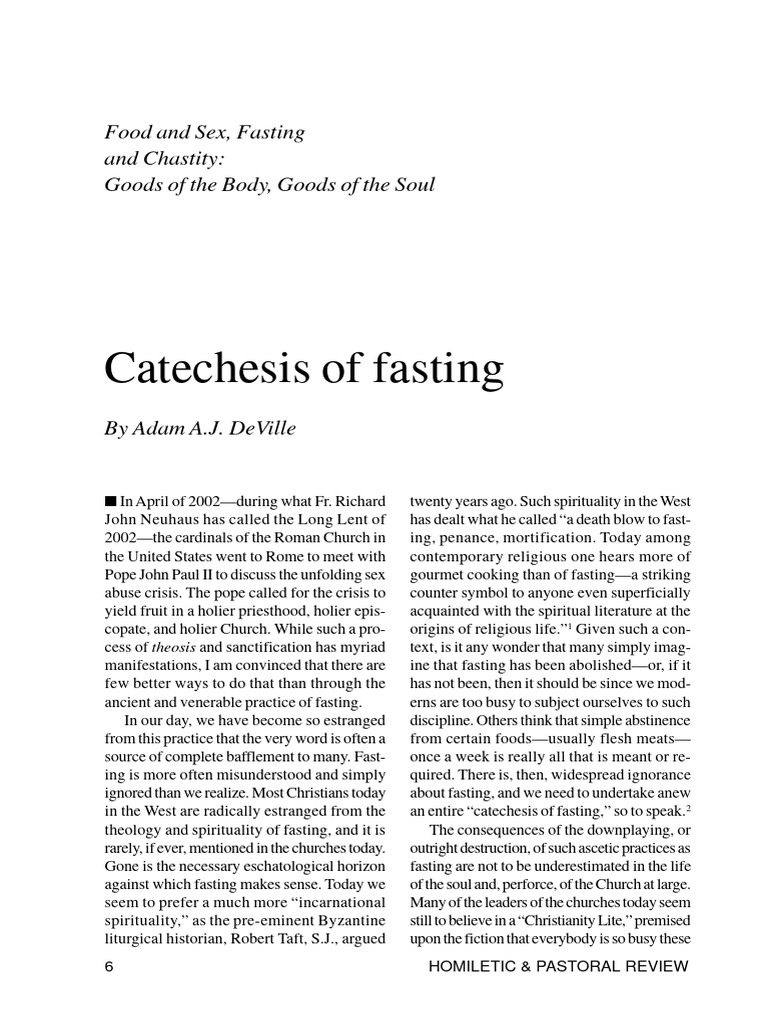 Catechesis of Fasting | PDF | Penance | Lent