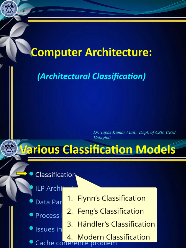 CA Slides#2 Architectural Classification | PDF | Central Processing Unit | Parallel Computing