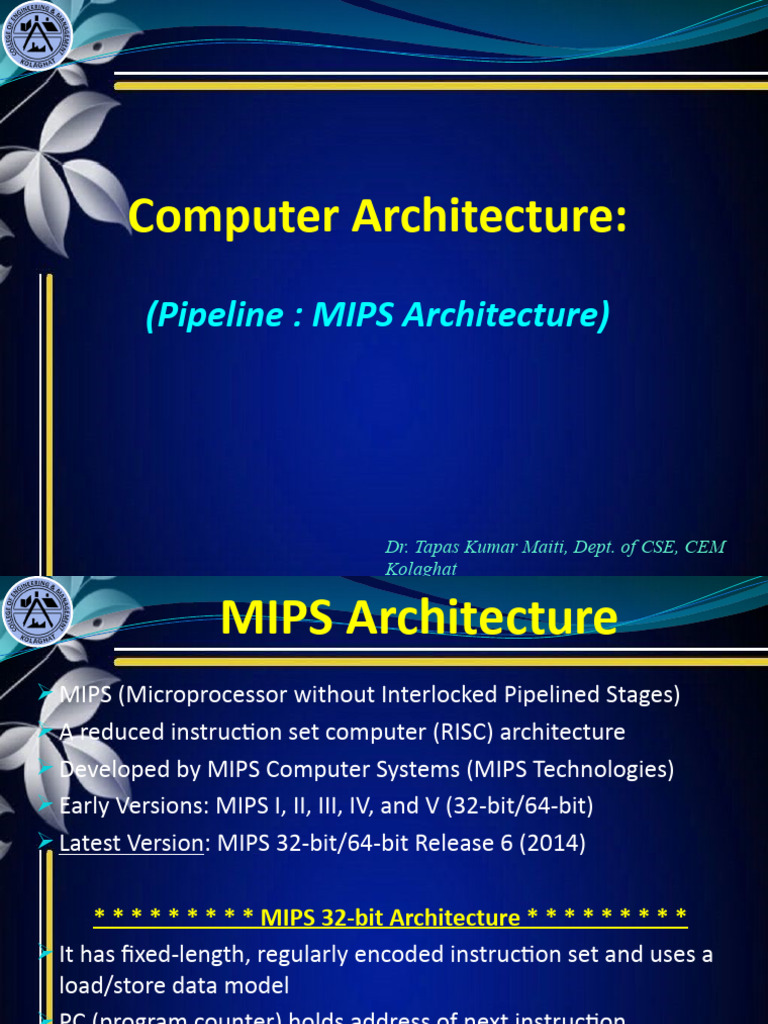 CA Slides#4 Pipeline MIPS Arch | PDF | 64 Bit Computing | Office Equipment