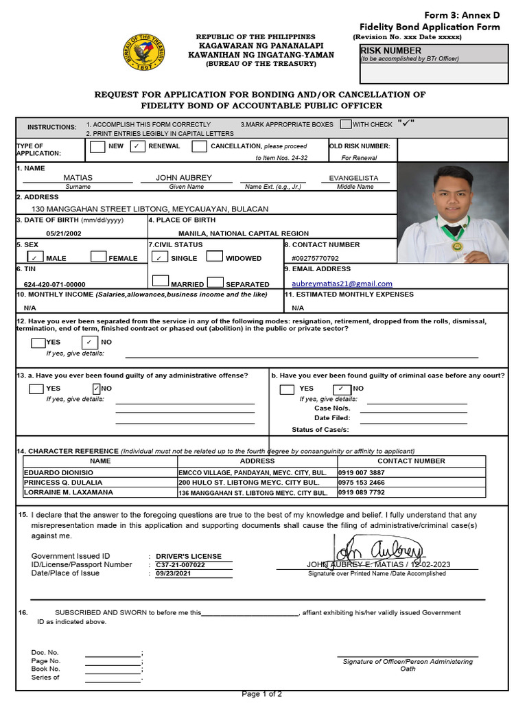 Fidelity-Bond-Application-Form-FBAF - SK Treasurer | Download Free PDF ...