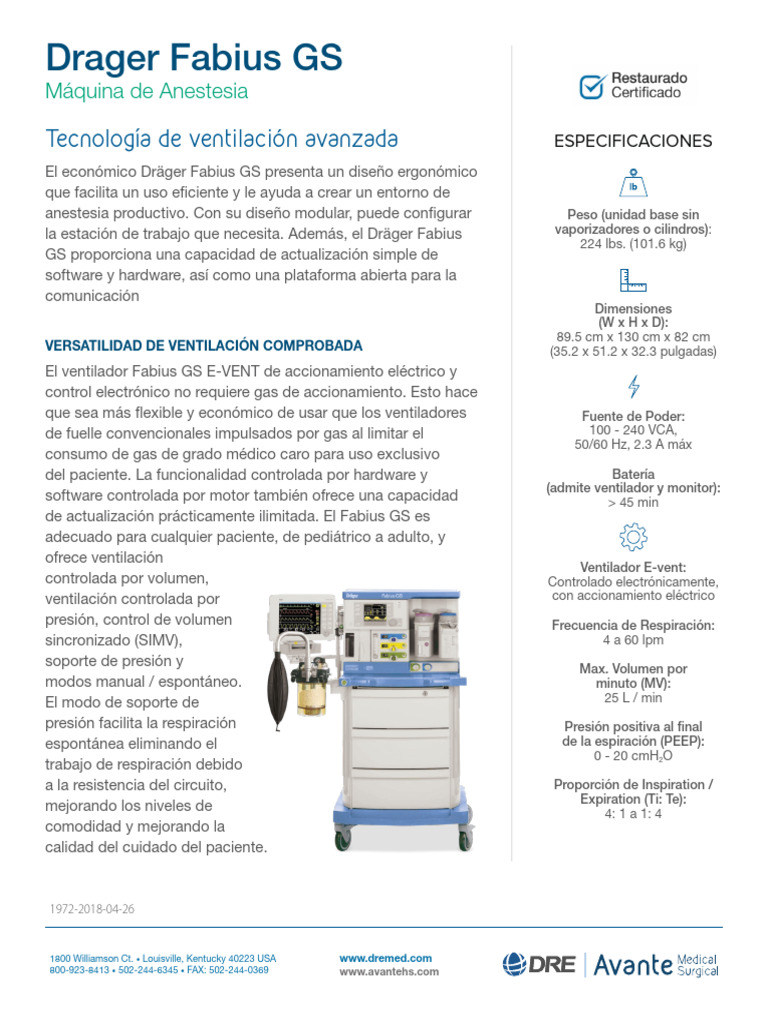 Drager Fabius GS Spanish | PDF | Factores humanos y ergonomía ...