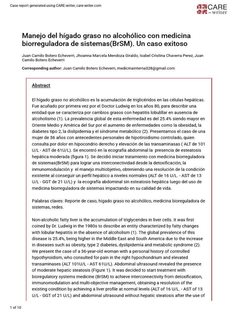 Manejo Del Hi - Gado Graso No Alcoho - Lico Con Medicina Biorreguladora de Sistemas (BRSM) - Un ...
