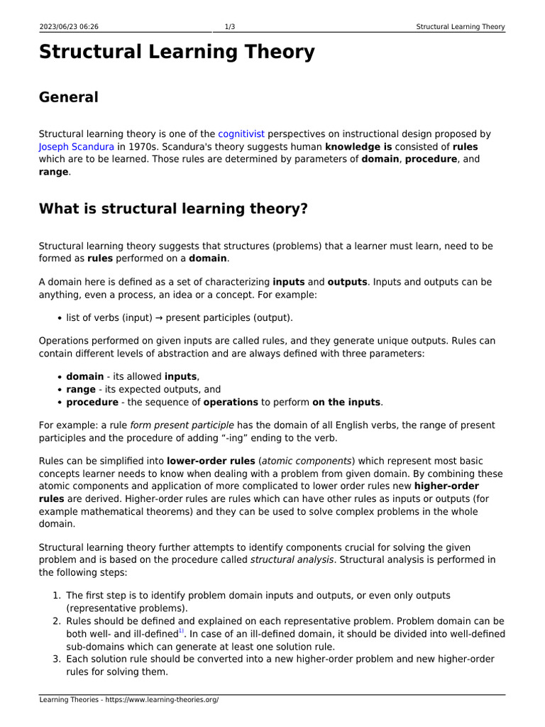 Structural Learning Theory | PDF | Subtraction | Theory