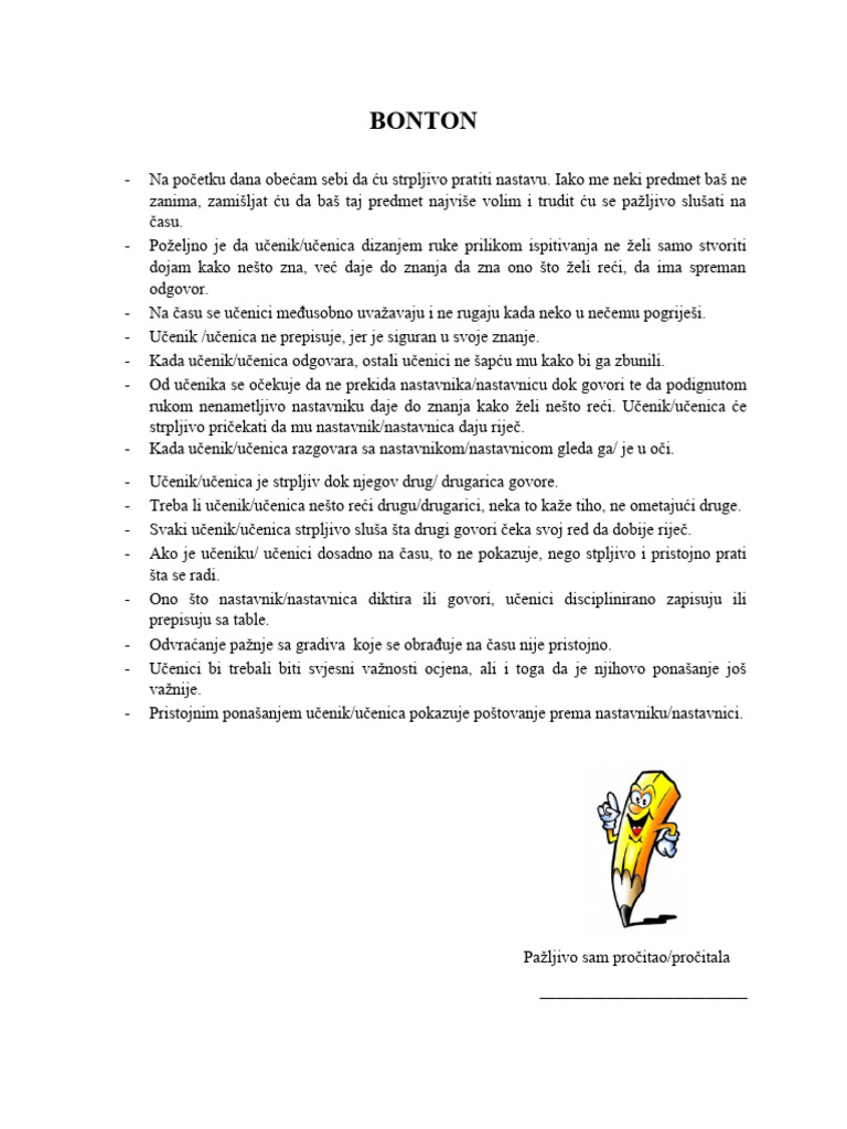 Bonton - Pravila Ponašanja | PDF