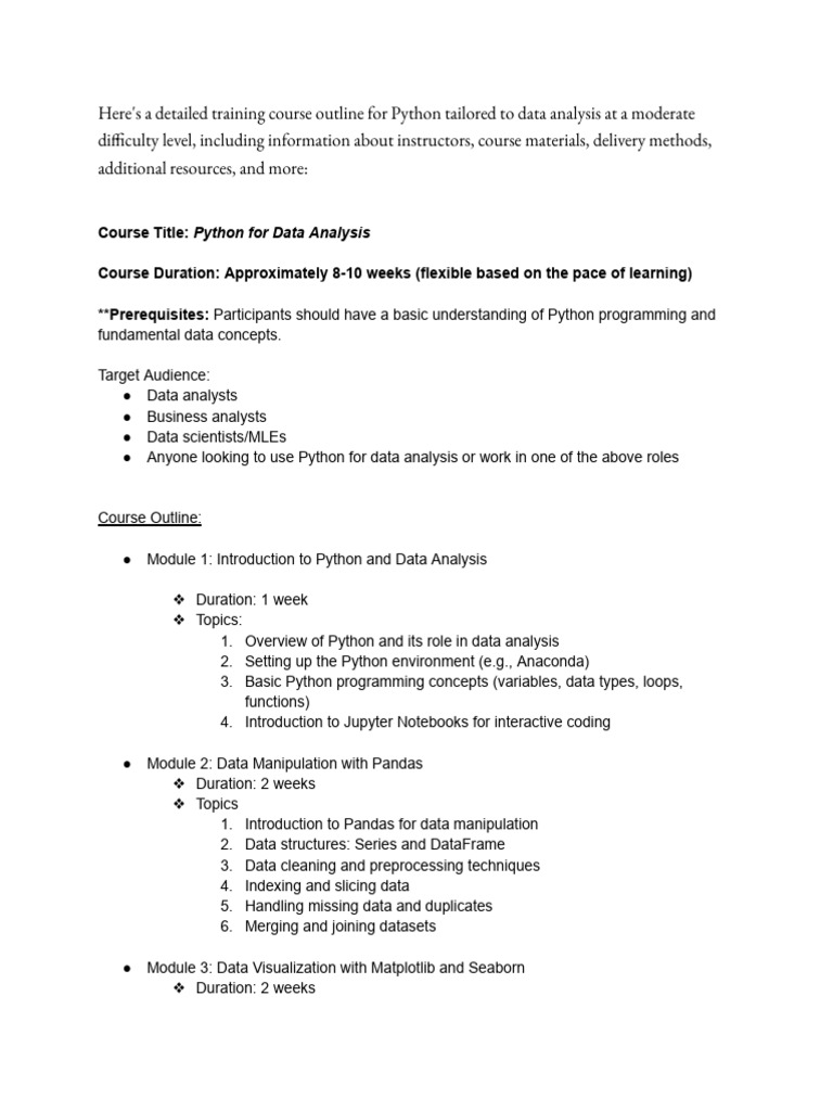 Python Course Outline | PDF | Regression Analysis | Machine Learning