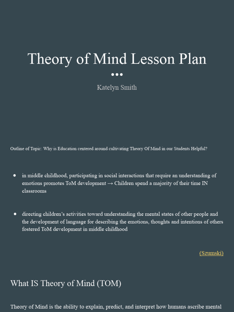 Artifact 2 Theory of Mind Lesson Plan | Download Free PDF | Classroom ...