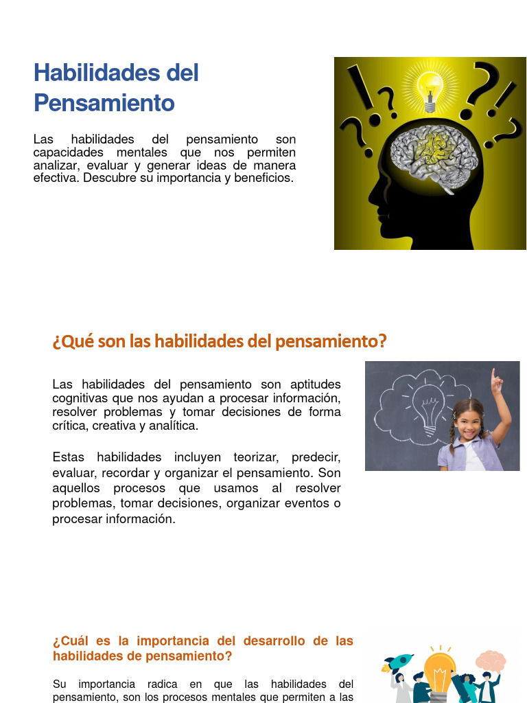 Tema Habilidades Del Pensamiento | PDF | Pensamiento | Pensamiento crítico