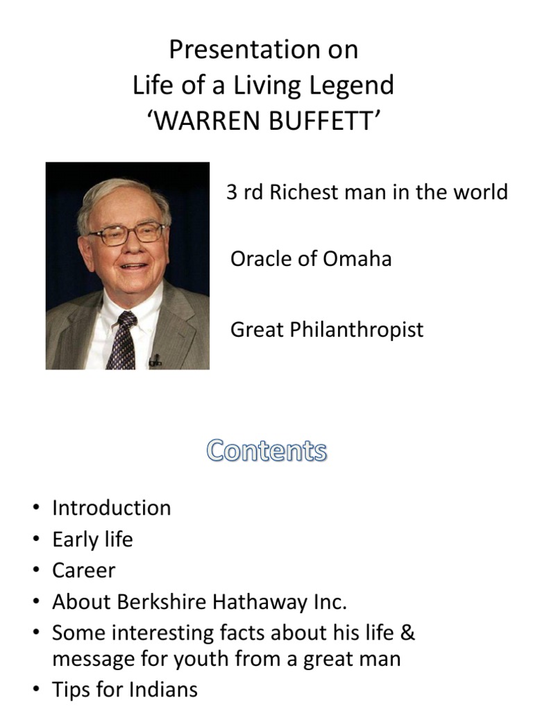 Presentation On Life of A Living Legend Warren Buffett' | PDF | Warren ...