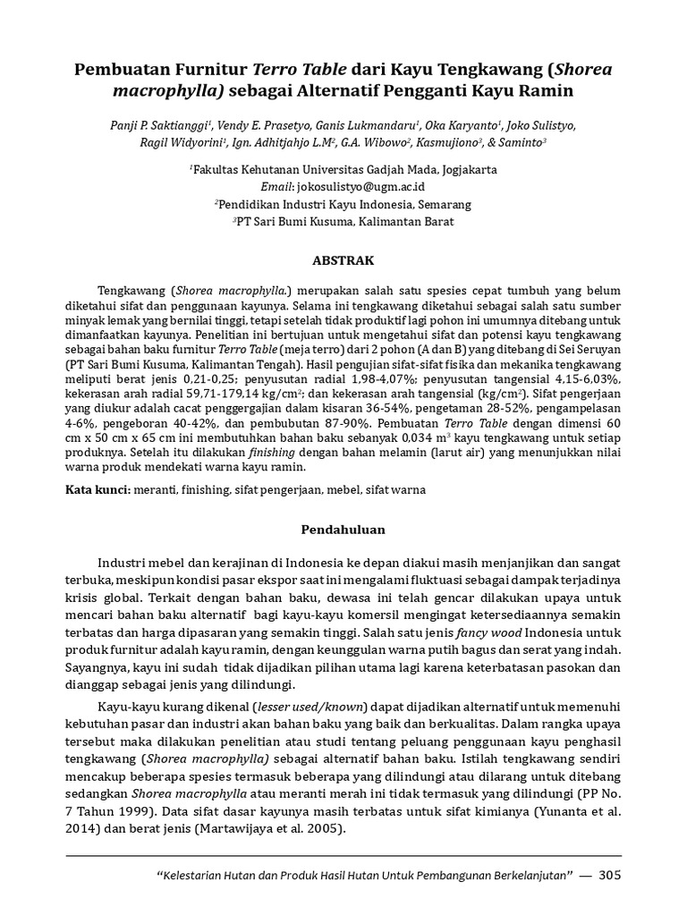 Pembuatan Furnitur Terro Table Dari Kayu Tengkawang | PDF | Teknologi & Rekayasa