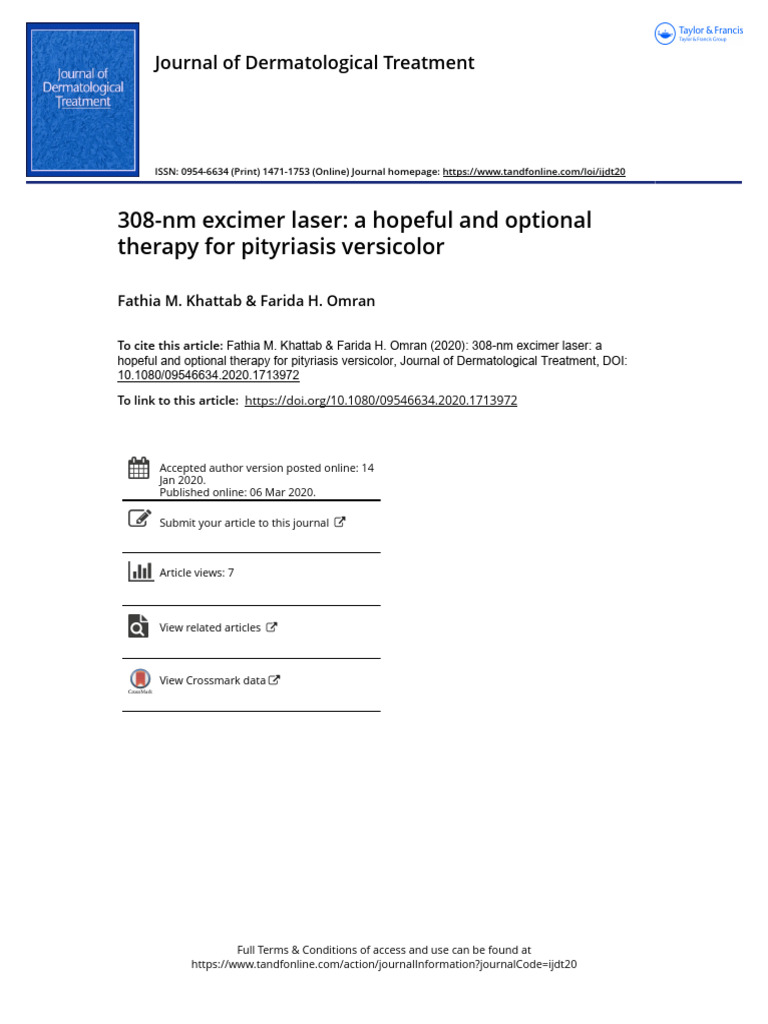 5) 308 NM Excimer Laser A Hopeful and Optional Therapy For Pityriasis ...