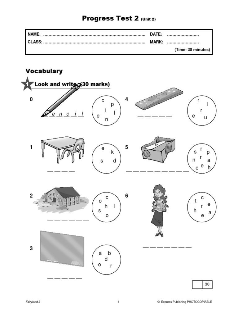 Fairyland 3: Kids' Progress Test | PDF