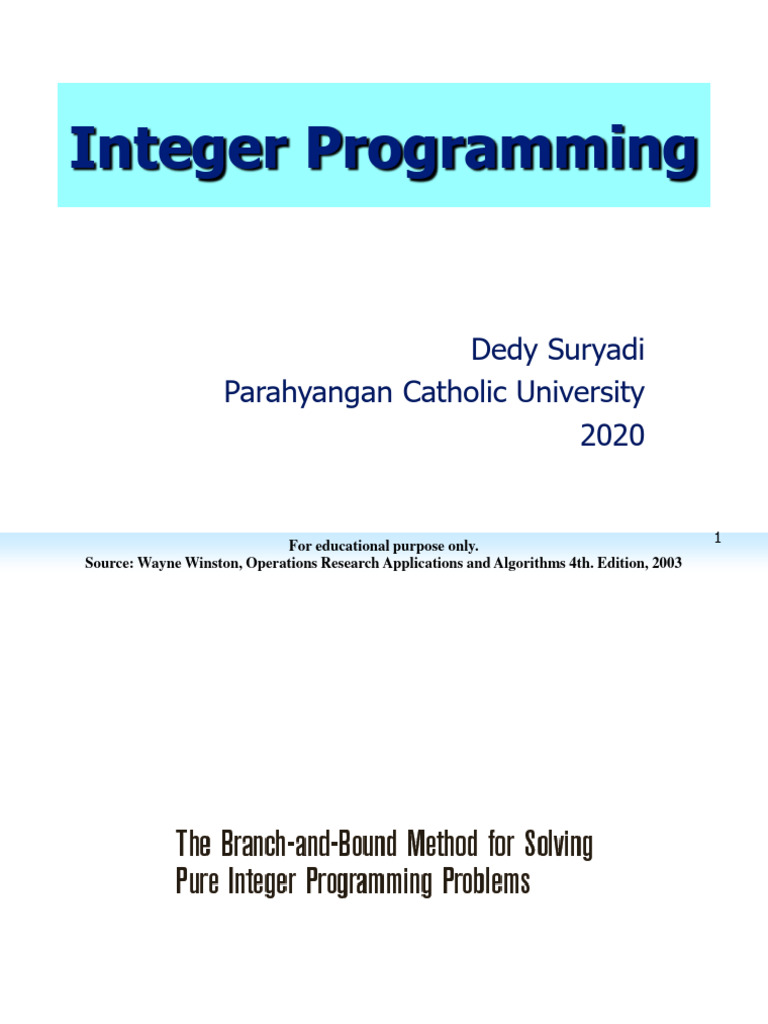 13,14-Integer Programming 9.3 | PDF | Mathematical Logic | Computer Programming