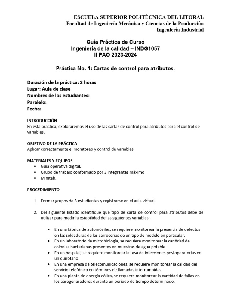 Practica 04 - Par2 Cartas de Control para Atributos | PDF | Ingeniería | Laboratorios