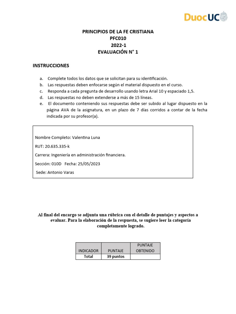 Prueba 1 PRINCIPIOS DE LA FE CRISTIANA. | PDF | Cristo (título) | Dios
