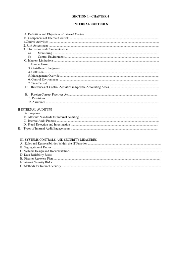 Section 1 Chapter 4 Internal Controls Pdf Internal Audit Public