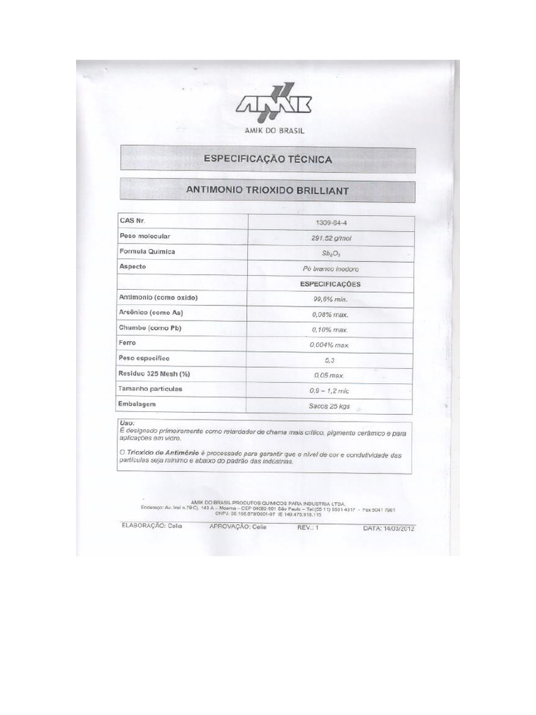 Antimonio Trioxido Brilliant | PDF