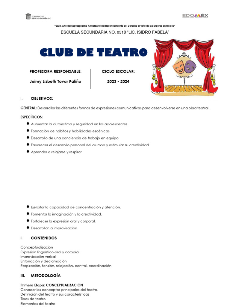 Proyecto de Club de Teatro | PDF | Teatro | Creatividad
