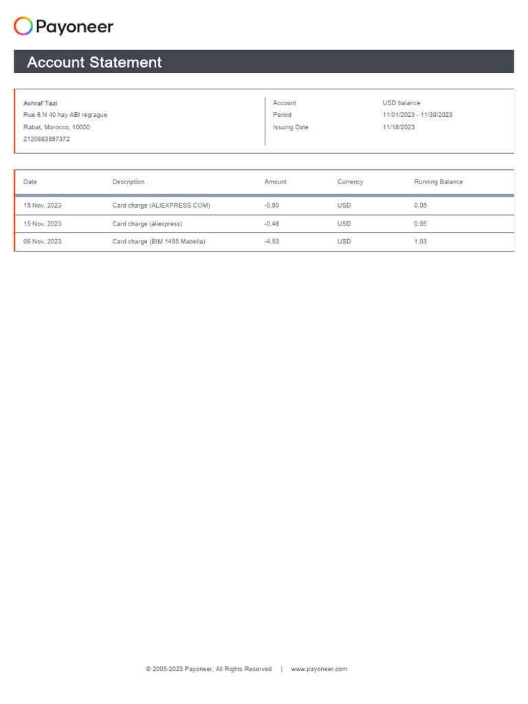 Monthly Statement 11 2023 | PDF