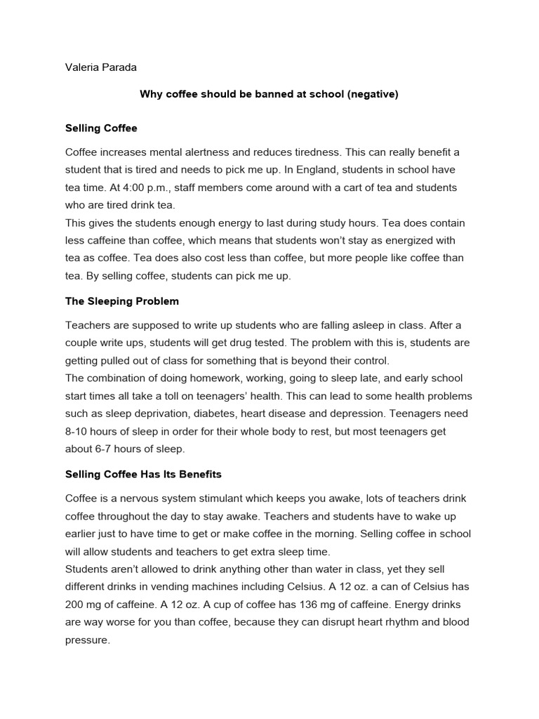 Why Coffee Should Be Allowed in Schools | PDF | Caffeine | Sleep