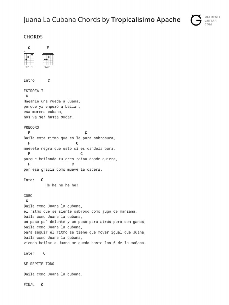 Juana La Cubana Chords | PDF