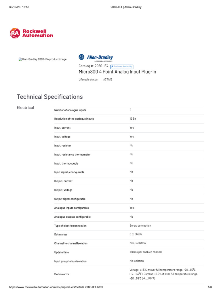 2080-IF4 - Allen-Bradley | PDF | Thermocouple | Electrical Engineering