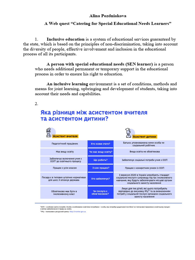 Webquest Pozdniakova | PDF | Inclusion (Education) | Learning