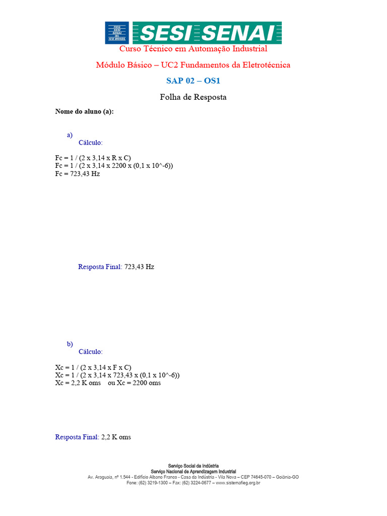 Folha Respostas SAP2-OS1 | PDF