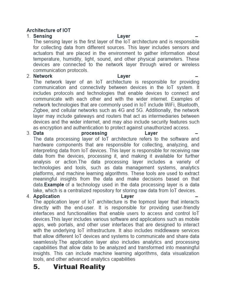 Architecture of IOT | PDF | Internet Of Things | Virtual Reality