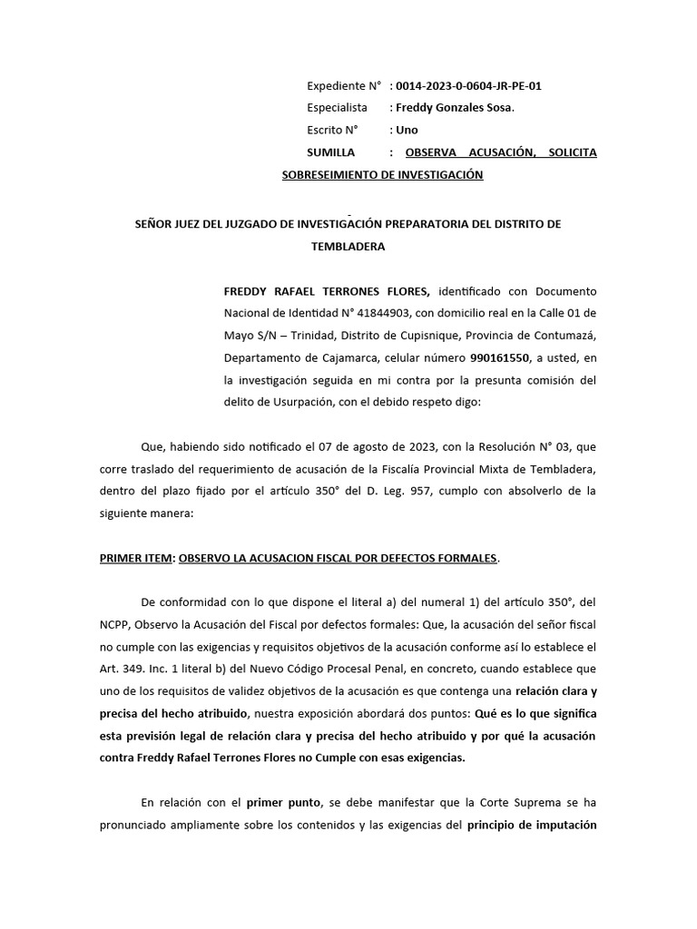Observa Acusación Rafa | PDF | Derecho penal | Fiscal