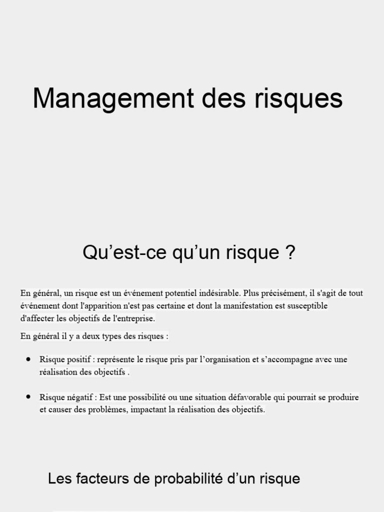 Definition Management Des Risques | PDF | Risque | Gestion des risques