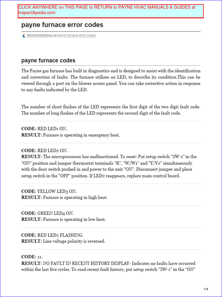 Payne Furnace Error Codes | PDF | Switch | Vacuum Tube