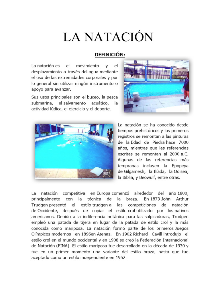 Historia y Estilos de Natación | PDF | Nadando | Deportes atléticos