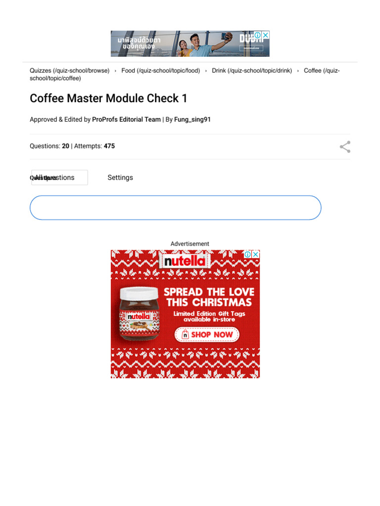 Coffee Master Certification Quiz | PDF | Coffee | Crops