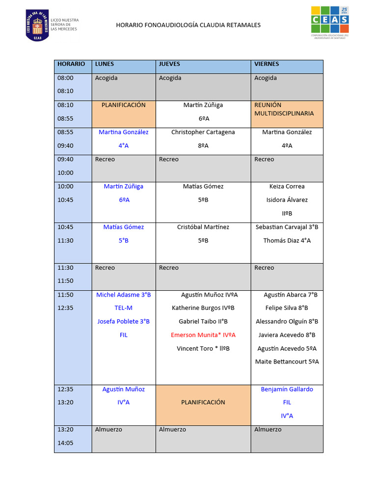 2023 Horario Fono (Junio) | PDF