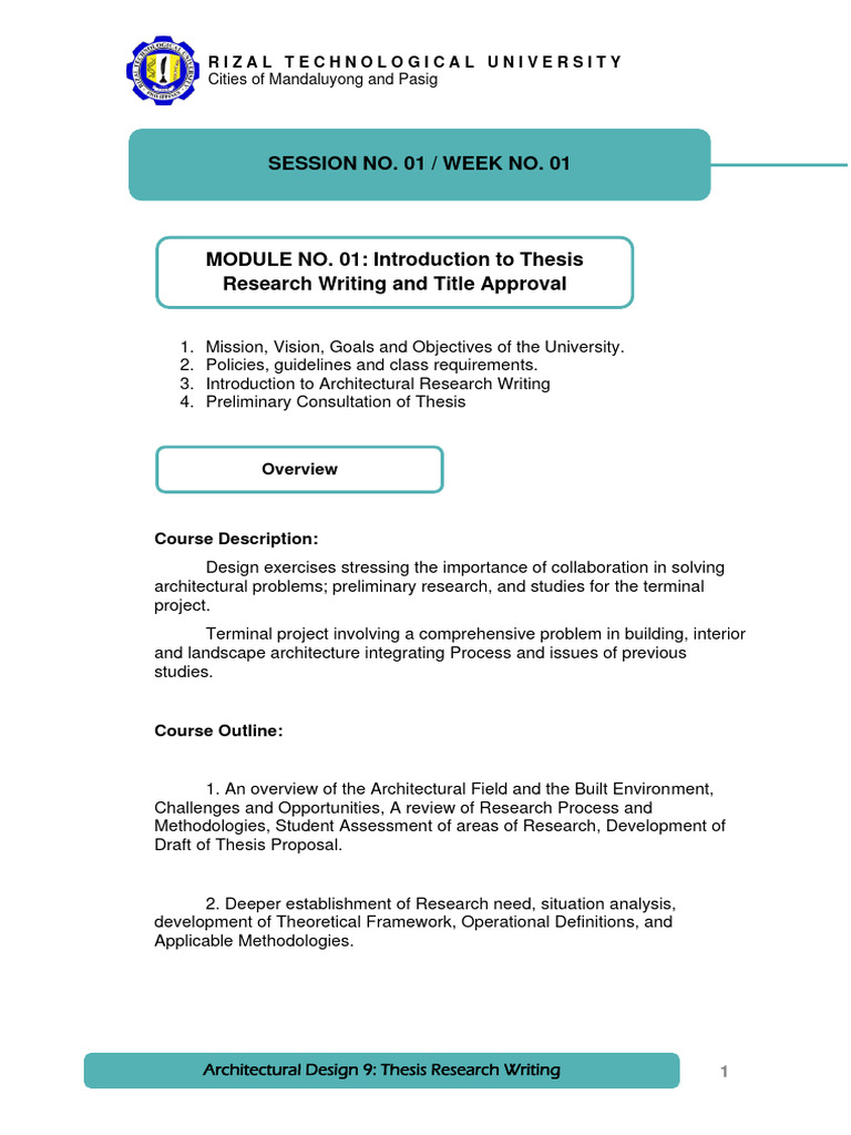 Archl Design 9 Module 01 | PDF | Thesis | Design