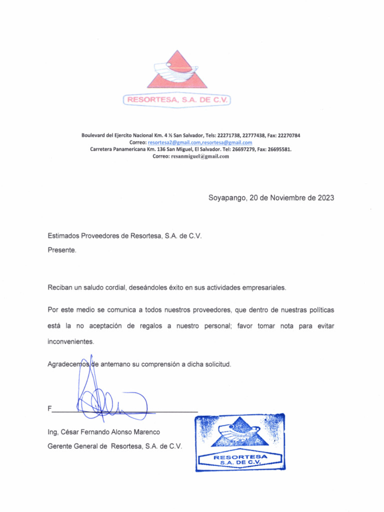 Carta A Proveedores 2023 | PDF