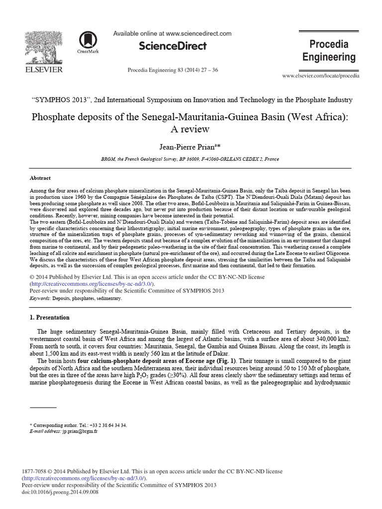 Jean Pierre Prian 2014 Phosphate Deposit Senegal | PDF | Phosphate ...