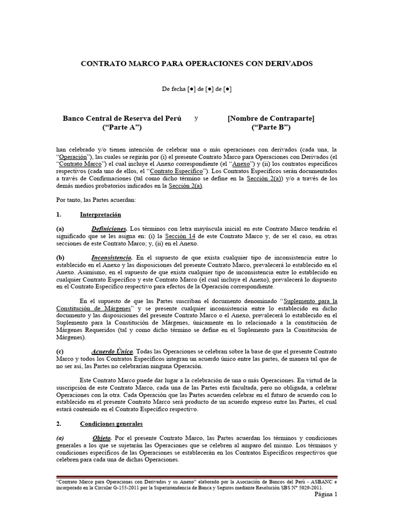 Circular 0028 2021 BCRP Contrato Marco | PDF | Pagos | Liquidación